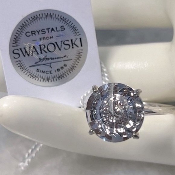 Jewelry | Swarovski Smoky Mauve Crystal Sterling Silver Solitaire Ring | Poshmark